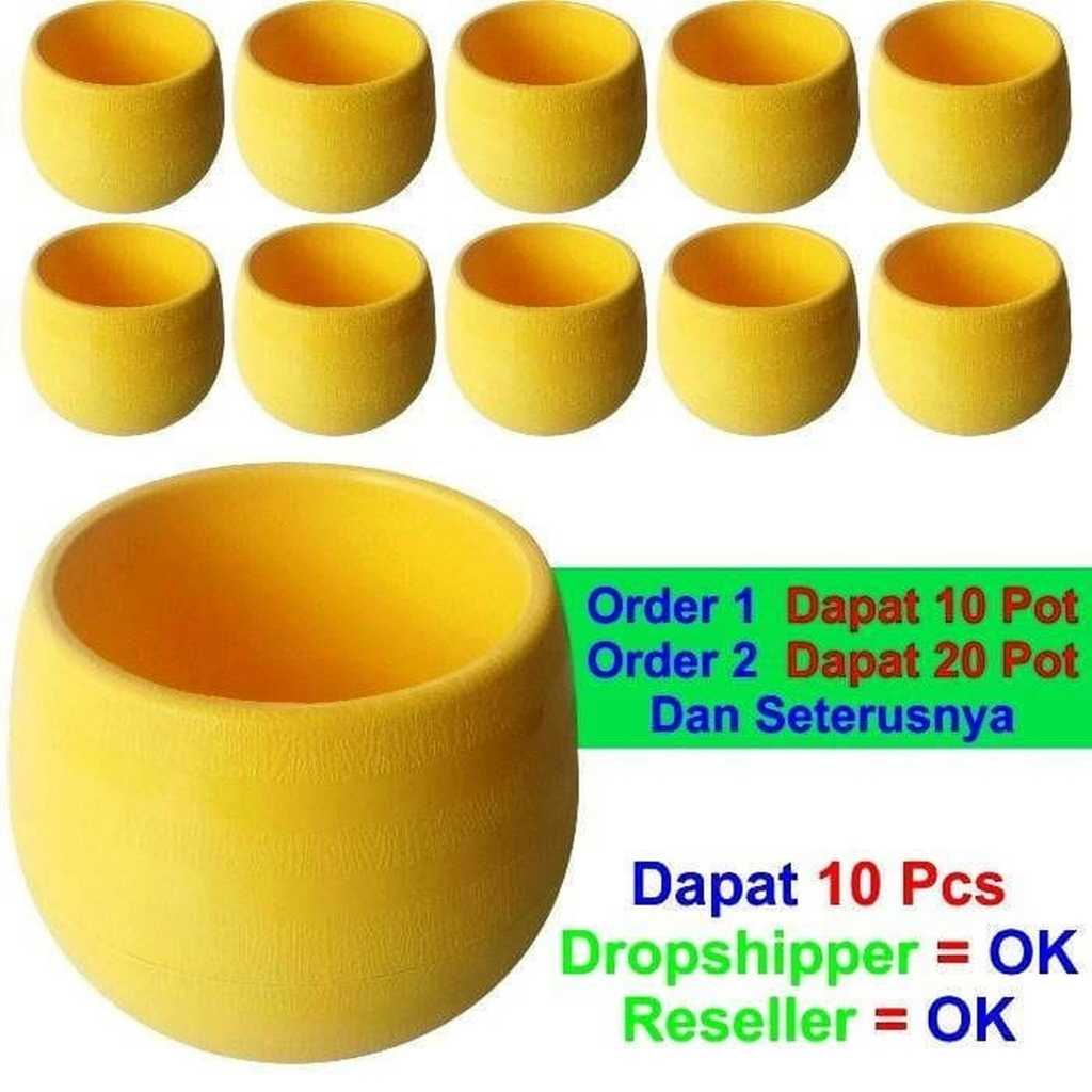 Jual 10 Pcs Pot Bunga Mini Kuning Murah Untuk Dekorasi dan Hiasan ...