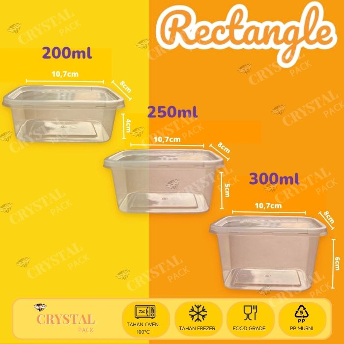 Jual Thinwall Rectangle 200ml 250ml 300ml Pack 25pcs Kotak Makan Persegi Panjang | Shopee Indonesia