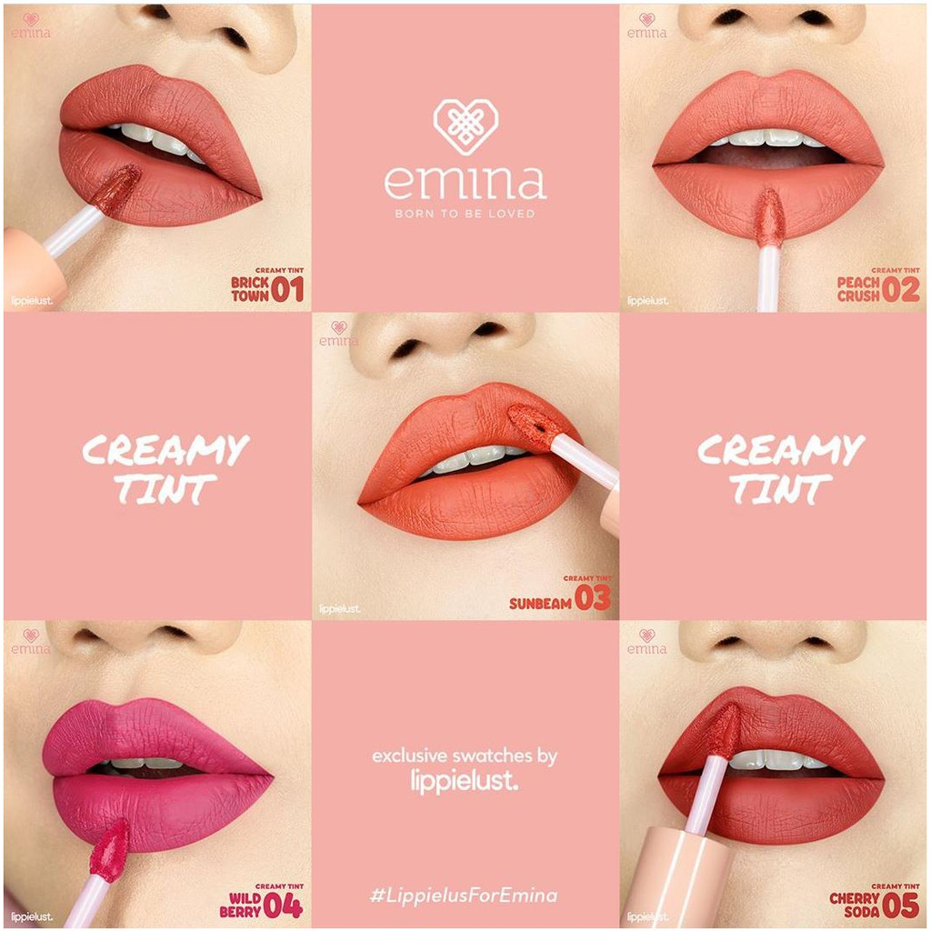 Jual LIPTIN EMINA CREAMY TINT 3,6 GR-CREAMY TINT-BRICK TOWN-PEACH CRUSH ...