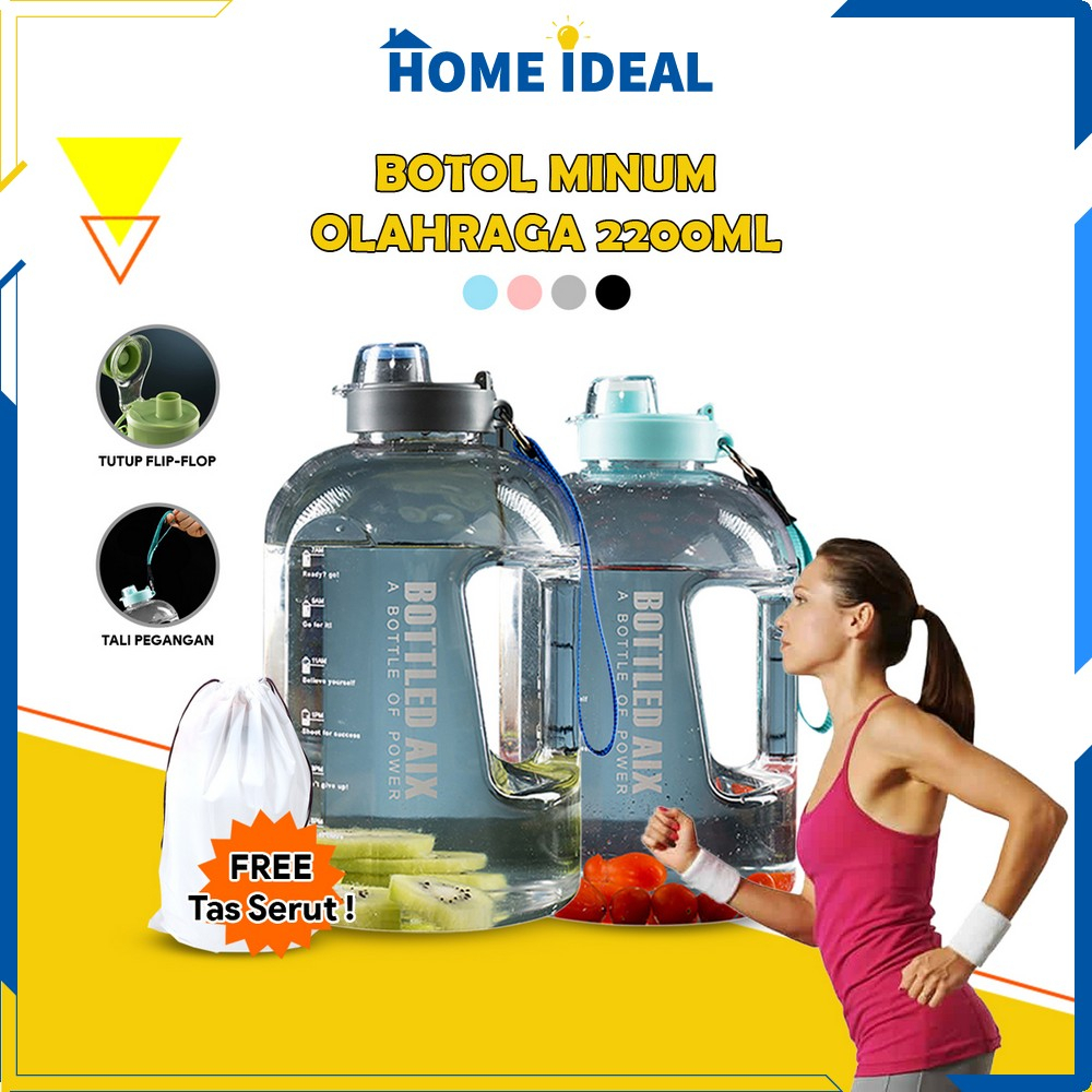 Jual Botol Minum Transparan 2200ML BPA FREE Tempat Minum Olahraga Ukuran Besar / Tumblr Botol ...
