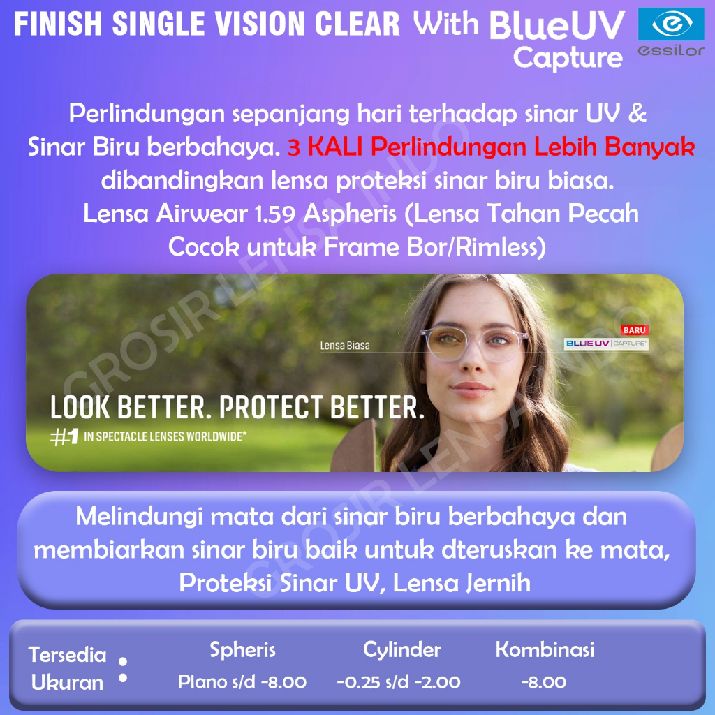 Jual Lensa Kacamata Essilor stok FSV 1.59 Airwear Blue uv Capture by ... Jual Lensa Kacamata Essilor stok FSV 1.59 Airwear Blue uv Capture by ...