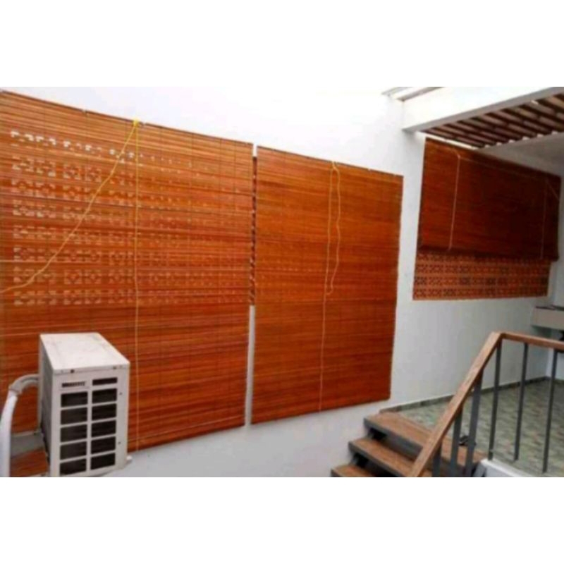 Jual (murah) tirai krey bambu sawit PLISTUR 2 X 2M + lengkap tali ...