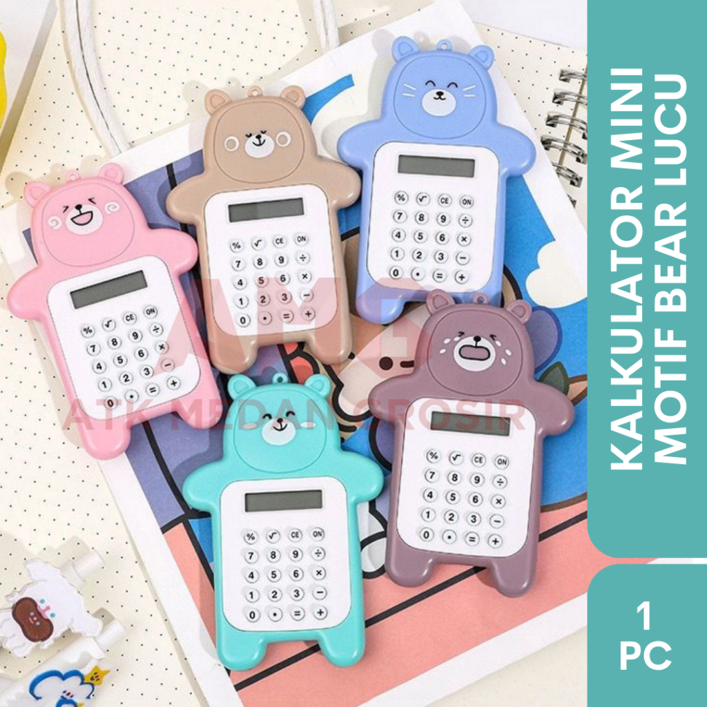 Jual KALKULATOR MINI 8 DIGIT MOTIF BEAR UKURAN 9.5 CM x 6.5 CM BISA ...