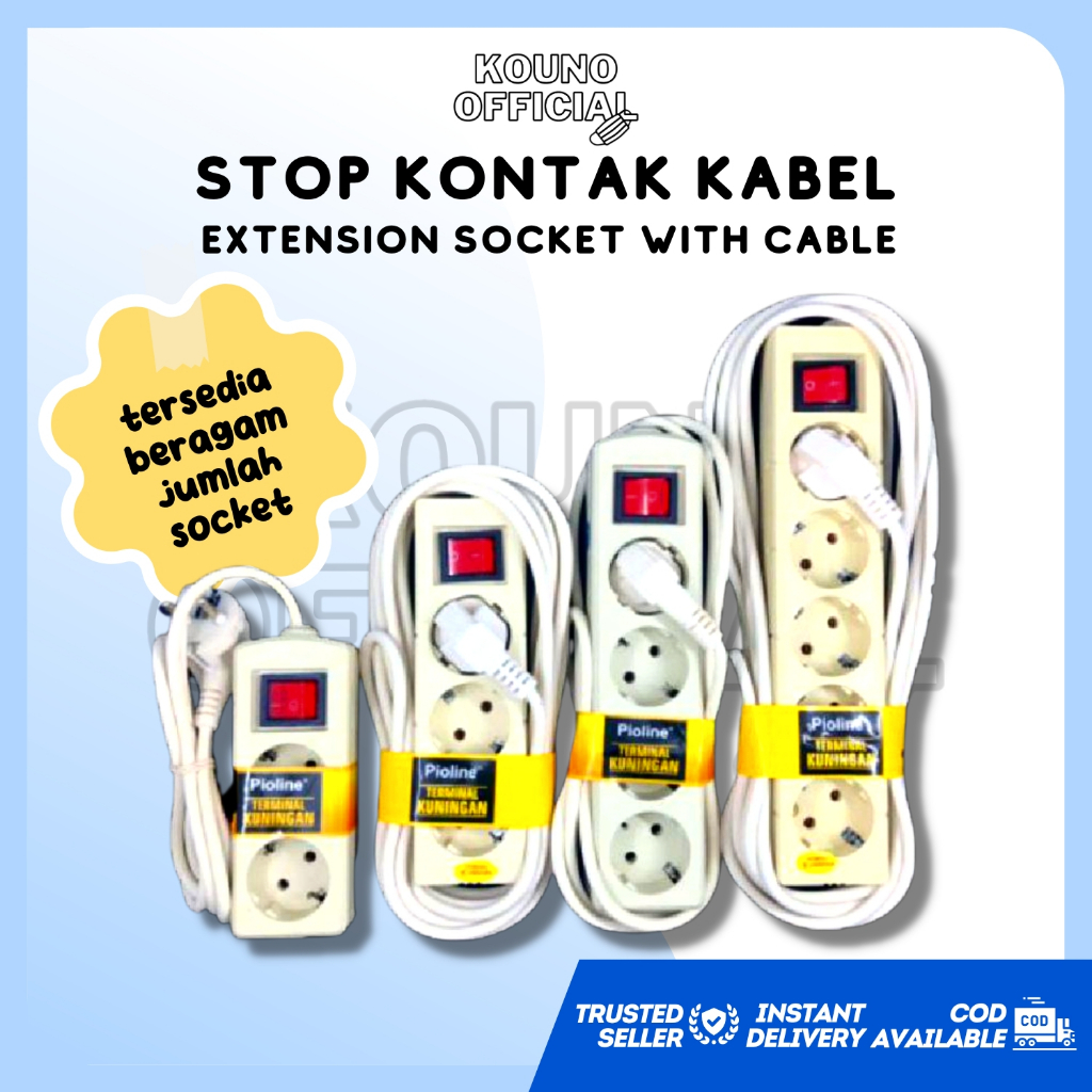 Jual STOP KONTAK KABEL 1.5 METER / 3 METER / SAMBUNGAN KABEL SNI ...