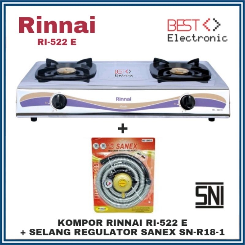 Jual Kompor Gas Rinnai Stainless RI 522E Kompor Stainless Rinnai Kompor ...