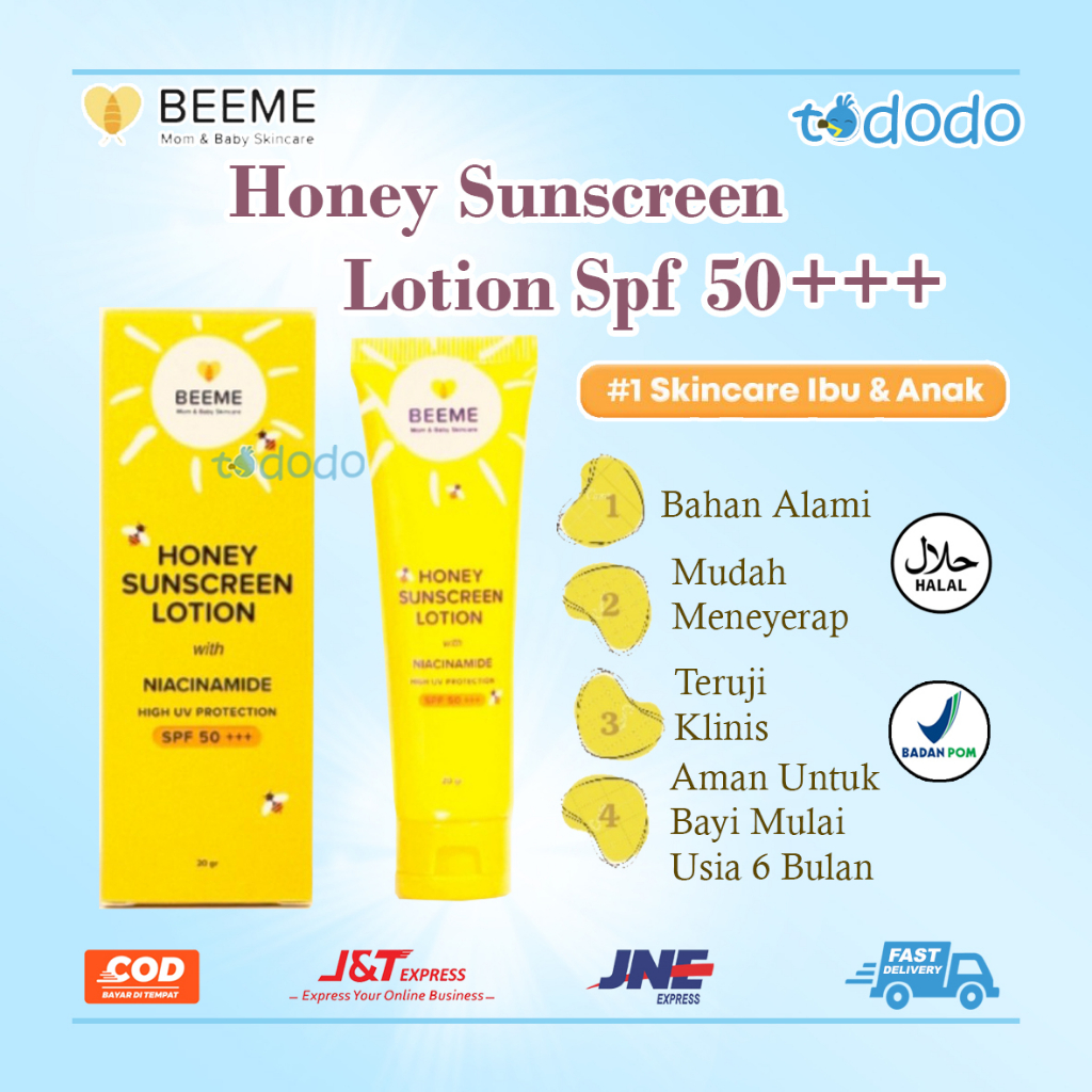 Jual Beeme Honey Sunscreen Lotion with Niacinamide SPF 50+++ | Suncreen ...