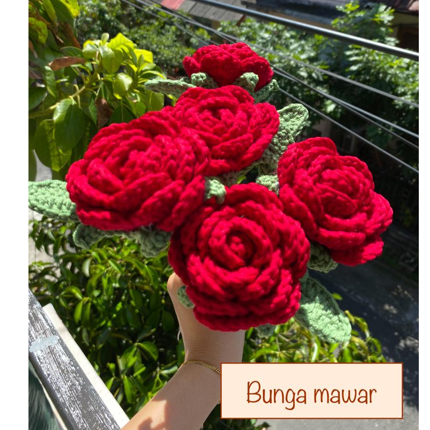Jual Bunga rajut pertangkai/ Crochet flower/ buket bunga/ buket/ kado ...