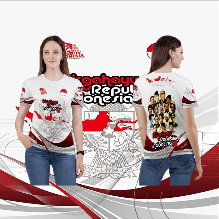 Jual Baju Kaos T-shirt Wanita 17 Agustus HUT RI KE-78 Fullprint Terbaru Art 4 | Shopee Indonesia