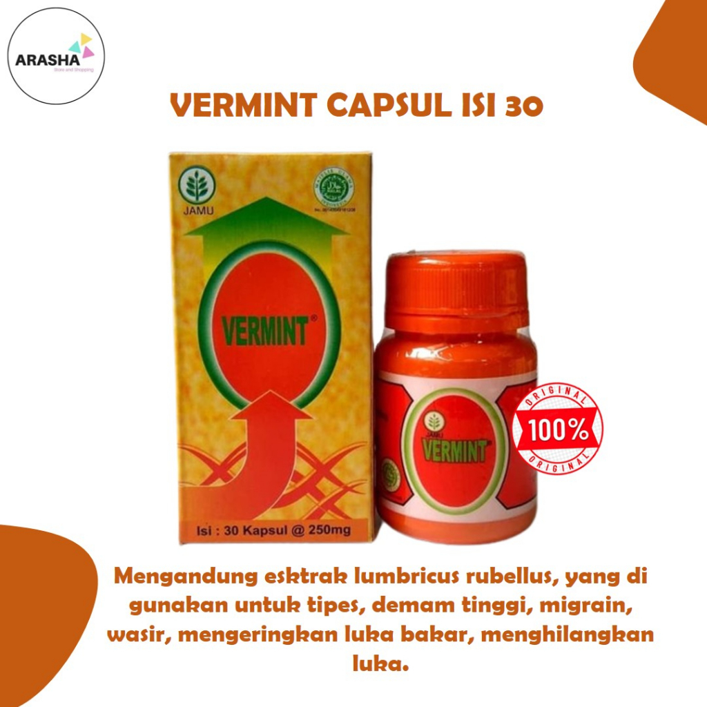 Jual VERMINT KAPSUL Cacing Original Obat Sakit Tipes Tipus Typus Demam ...