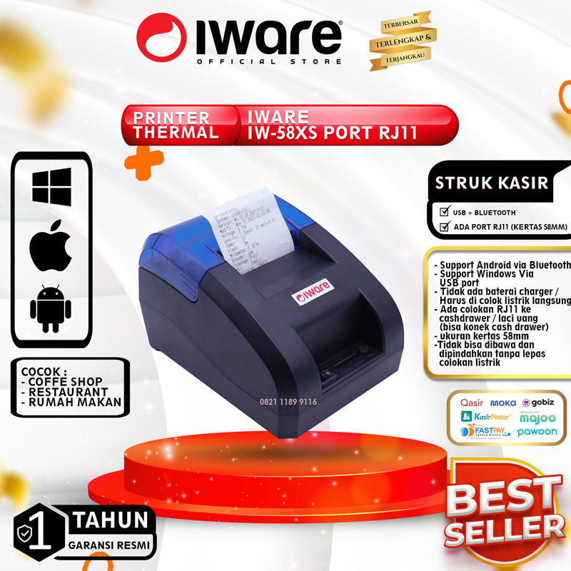 Jual Iware Printer Kasir Bluetooth Thermal Iware C58Bt Ppob 58Mm ...