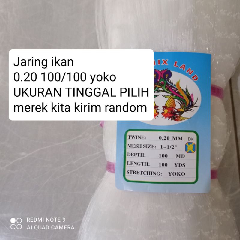 Jual Jaring ikan senar 0.20 100md/100yds yoko UKURAN TINGGAL PILIH pukat ikan jaring ikan murah ...
