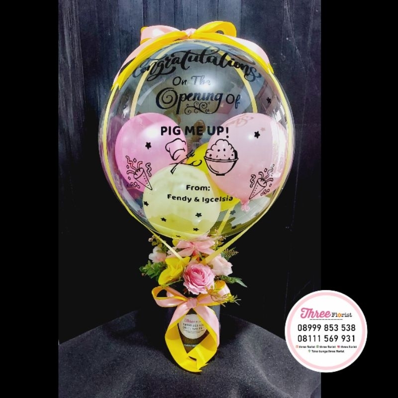 Jual box bunga balon ucapan grand opening restoran baru / box bunga ...