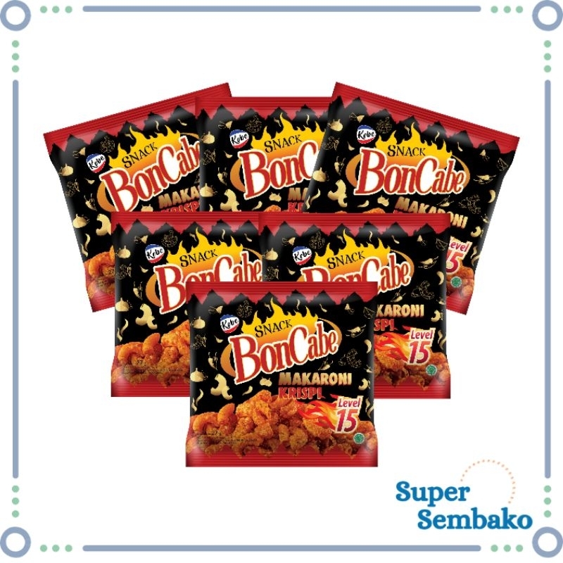 Jual SNACK BONCABE MAKARONI KRISPI LEVEL 15 PEDAS 27g RENCENG ISI 10 ...
