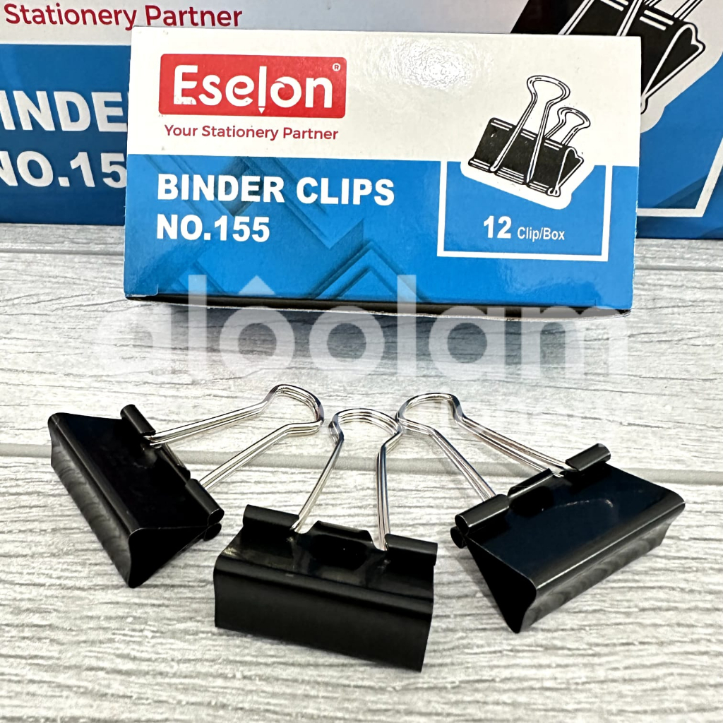 Jual SELUSIN ( 12 PCS ) Binder Clip No. 155 Penjepit Kertas Hitam No ...