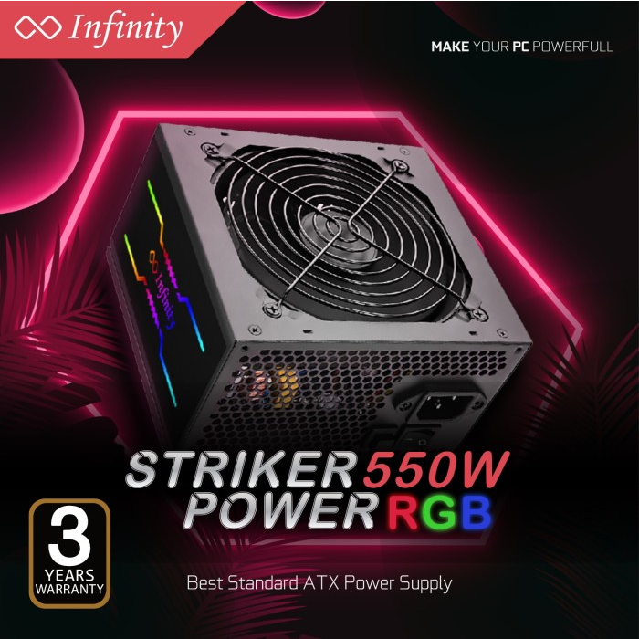 Jual Power Supply Infinity Striker Power 550W RGB 85+ Efficiency PSU ...