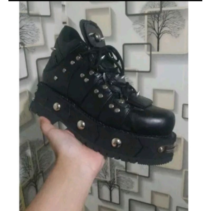 Jual sepatu boots rock aliando spik duri kulit | Shopee Indonesia