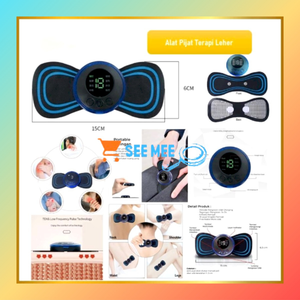 Jual ( SEE ) Alat Pijat Leher Terapi Mini Pad Mat Electric EMS Massager ...