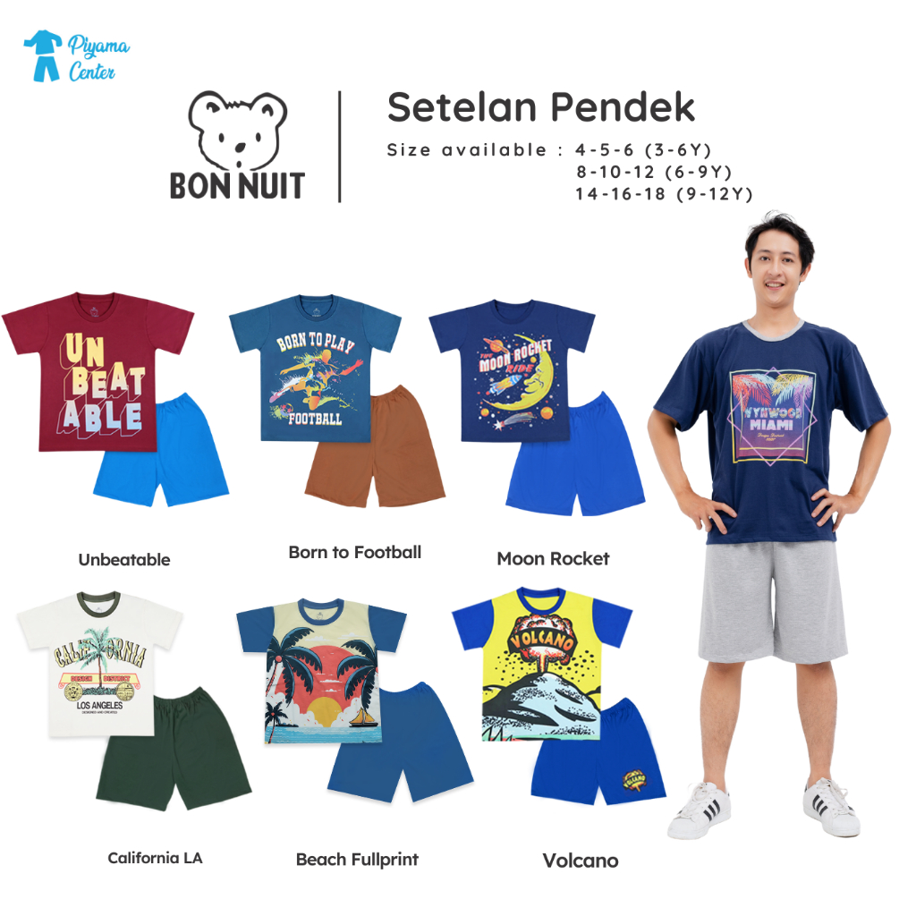 Jual BONNUIT - Setelan Pendek Besar Anak Laki Laki MOON ROCKER PRINT ...