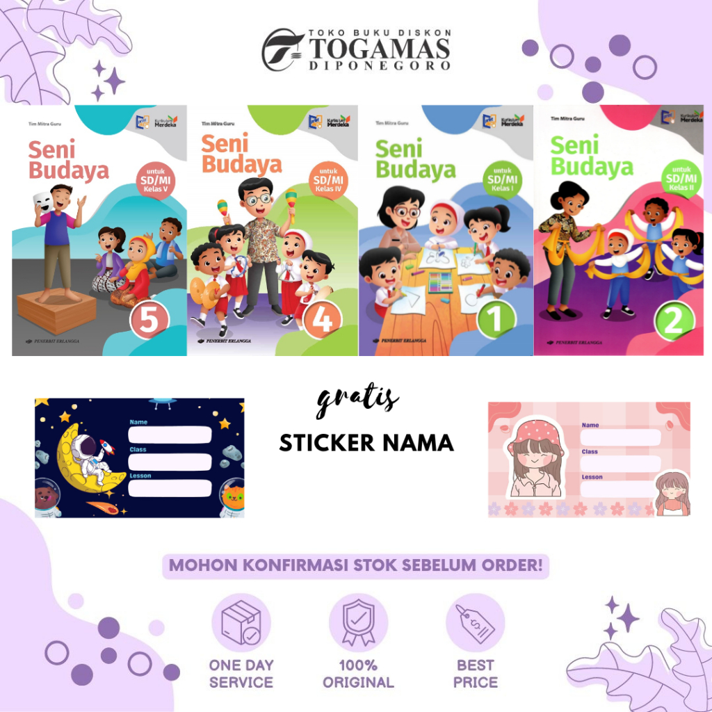 Jual SENI BUDAYA SD/MI 1,2,4,5 KURIKULUM MERDEKA GRATIS STICKER NAMA ...