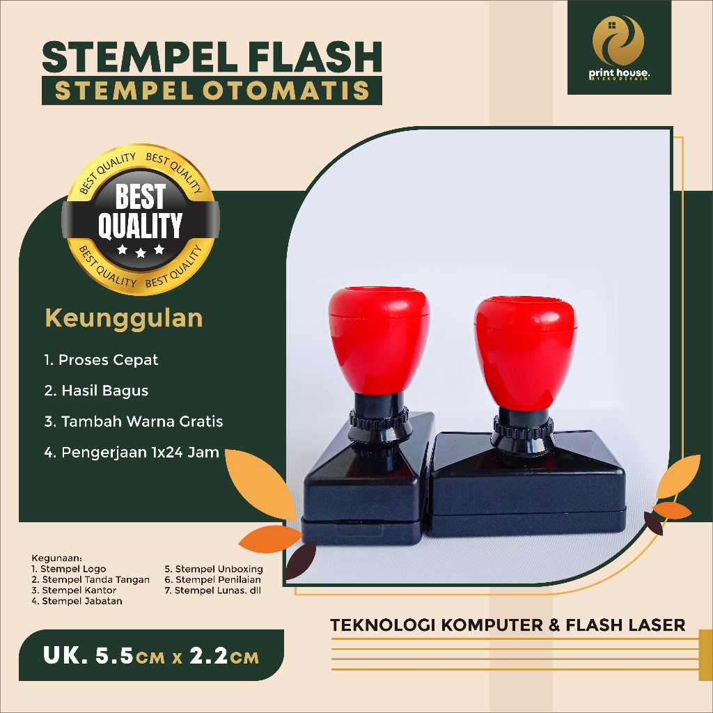 Jual STEMPEL FLASH UKURAN 5,5CM X 2,2CM, STEMPEL OTOMATIS, STEMPEL CUSTOM, STEMPEL WARNA ...