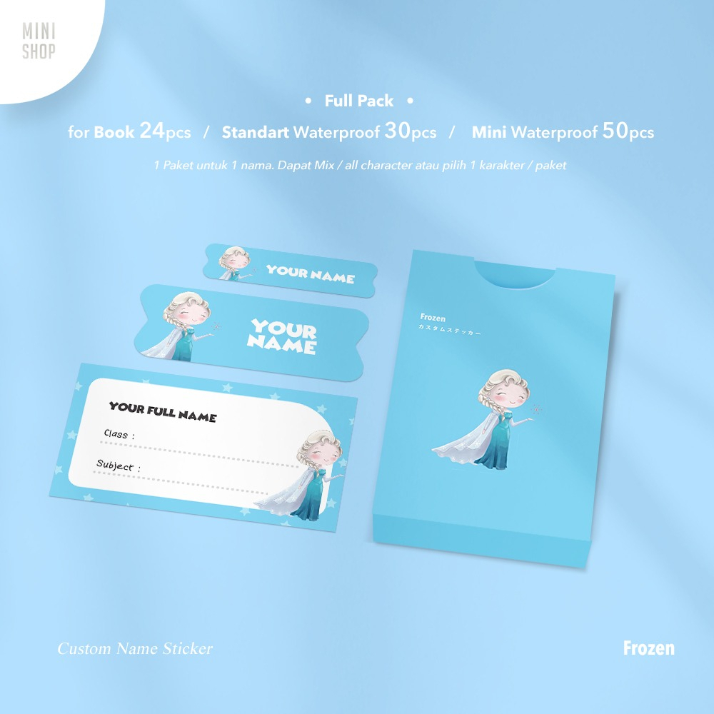 Jual Stiker Nama Custom Waterproof Frozen ( Elsa Anna Olaf ) | Shopee ...