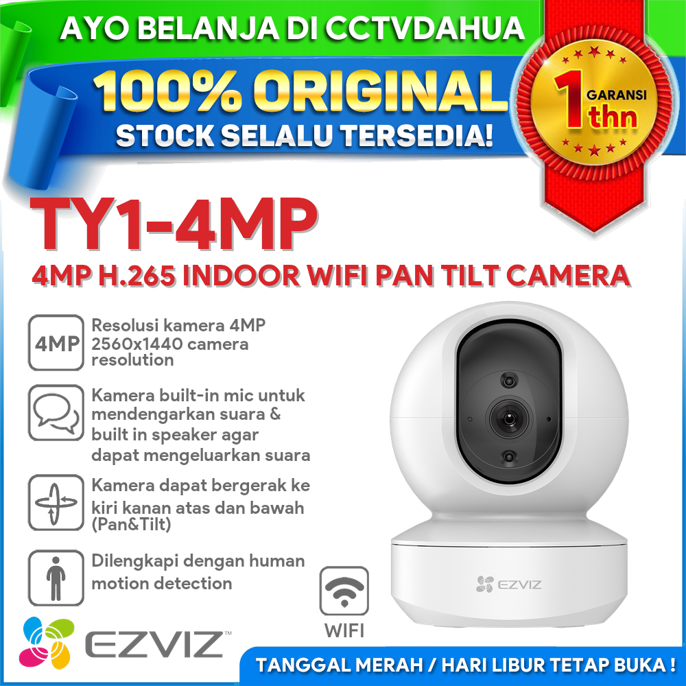 Jual TY1 4MP EZVIZ H.265 INDOOR WIFI PAN TILT CAMERA HUMAN DETECTION ...