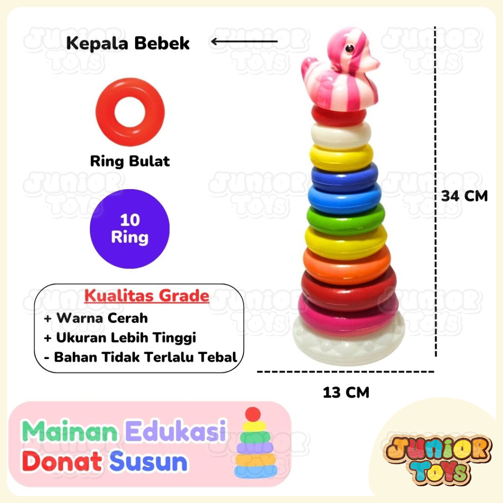 Jual Mainan Donat Susun Edukasi Bayi Balita Stacking Ring Toys | Shopee ...