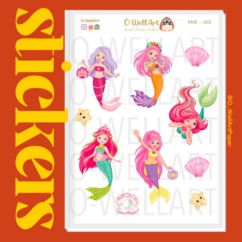 Jual Stiker Putri Duyung Kartun - Mermaid Stickers - Stiker Jurnaling ...