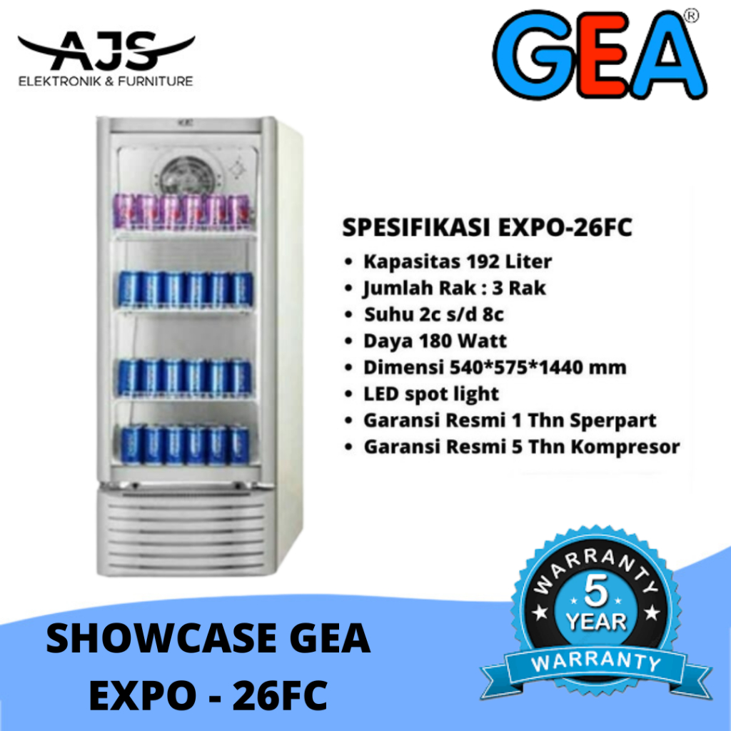Jual Showcase GEA EXPO 26FC / 26 FC 3 Rak 192 Liter Display Cooler ...