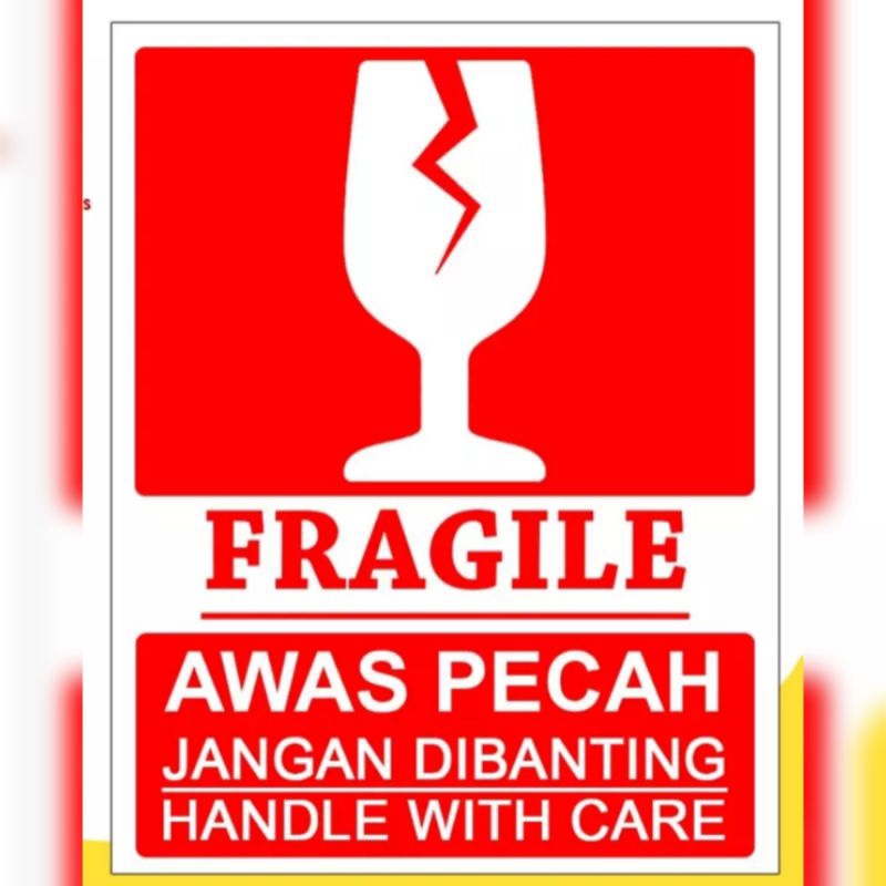 Jual STICKER FRAGILE AWAS PECAH JANGAN DIBANTING UK 5.5 X 6.5 CM ISI ...