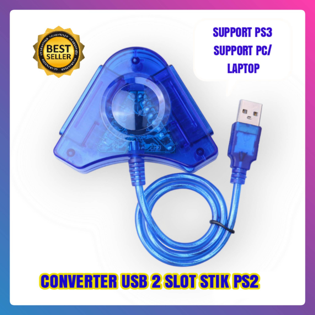 Jual Converter USB 2 Slot Stik Stick PS2 ke PS3 / PC Double | Shopee ...