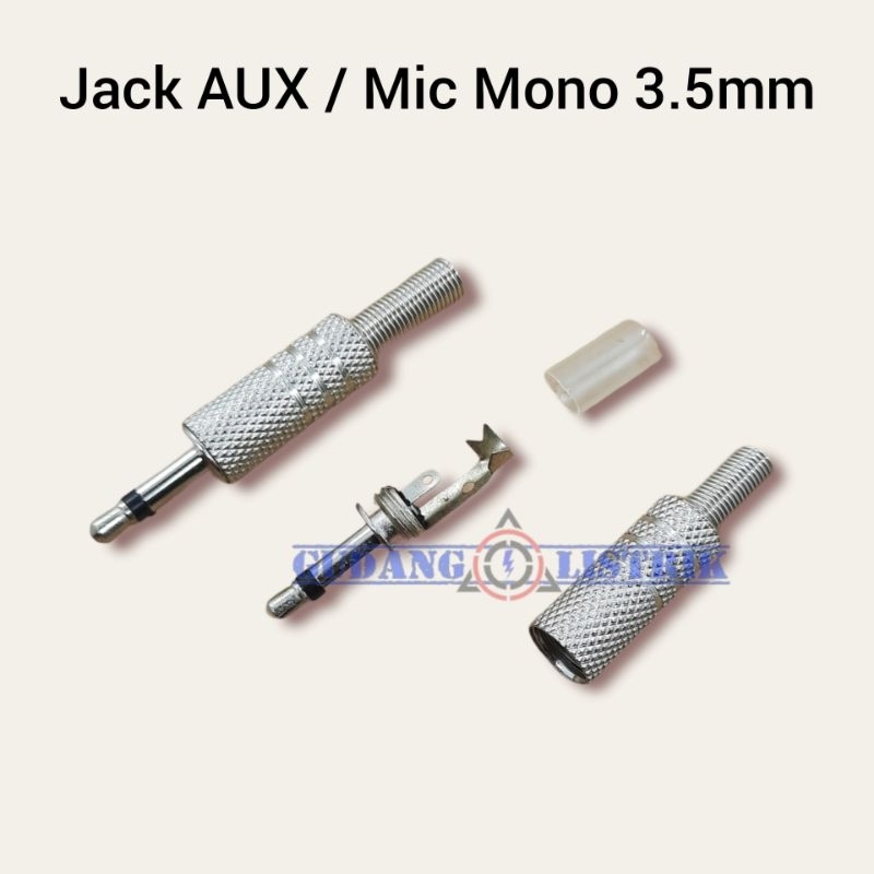 Jual Jack AUX Mono 3.5mm Jack Audio Mini 2 Pin Besi Nikel | Shopee ...