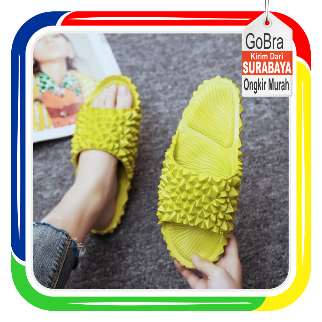 Jual Gobra ♕ SA032 Sandal Empuk Eva Rumah Bentuk Durian Lucu Sendal ...