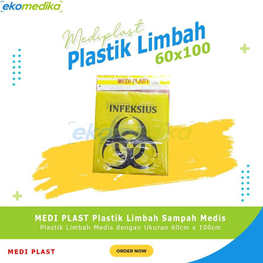 Jual Plastik Limbah / Sampah Medis Logo Infeksius Kuning Size 60x100 ...