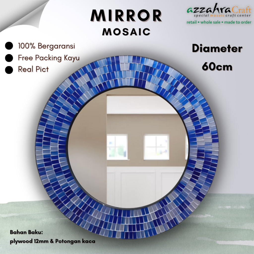 Jual Kaca Cermin Mozaik Diameter 60cm / Cermin Gantung Bulat / Kaca ...