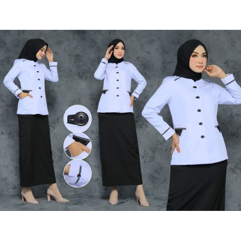 Jual SERAGAM PUTIH HITAM ASN / SET ROK A /.SET ROK SPAN / SET CELANA ...