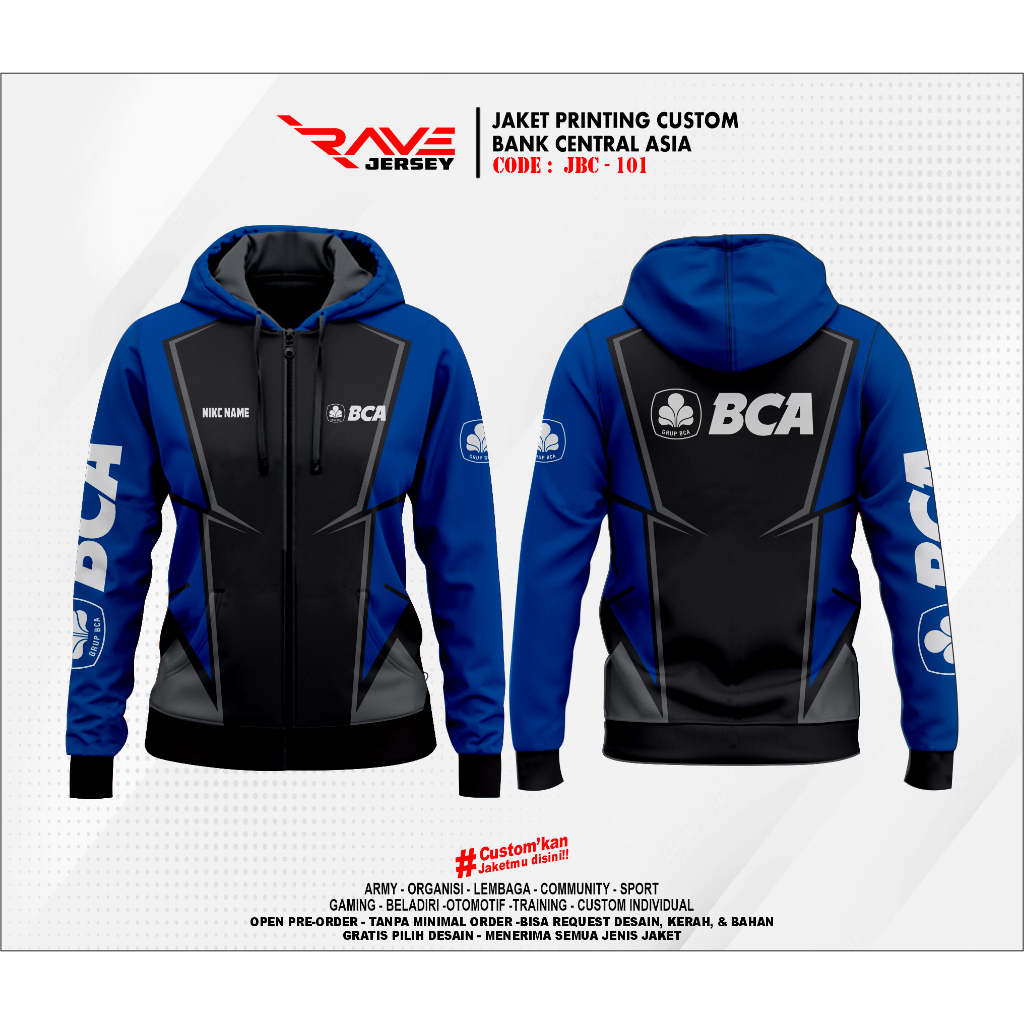 Jual JAKET KOMUNITAS BANK BCA PRINTING SUBLIM CUSTOM (DESAIN SUKA SUKA ...