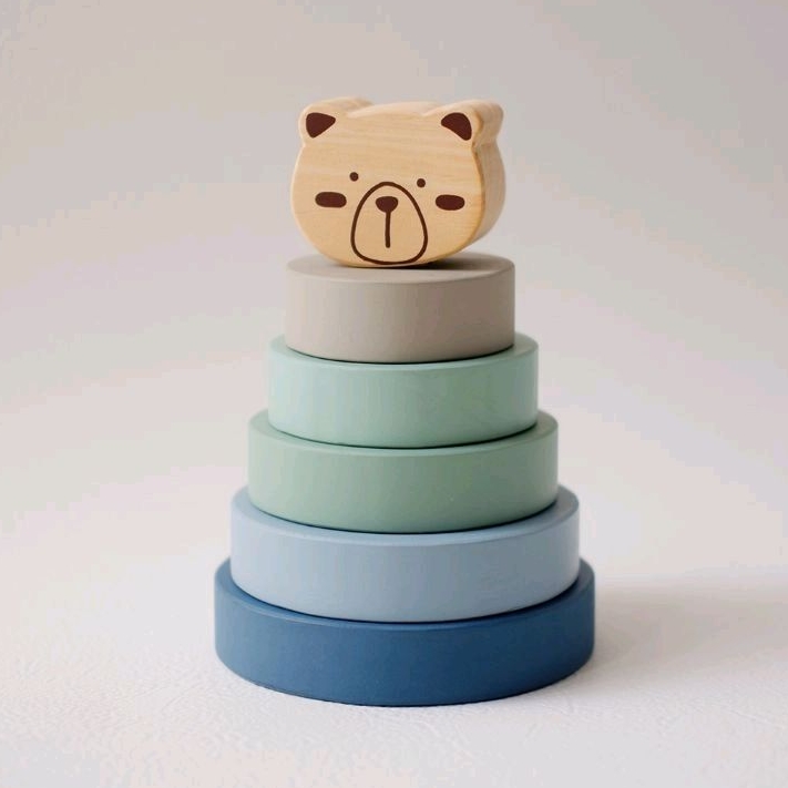 Jual Lettering and Life Colorful Bear Ring Stacker Wooden Toys ...