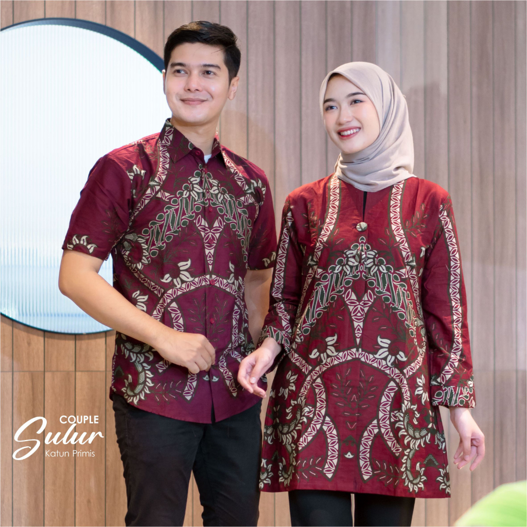 Jual Couple Tunik Batik Sulur Exclusive Faaro Maroon | Shopee Indonesia