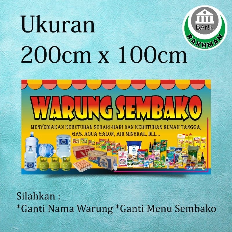 Jual SPANDUK BANNER WARUNG SEMBAKO UKURAN 200CM X 100CM | Shopee Indonesia