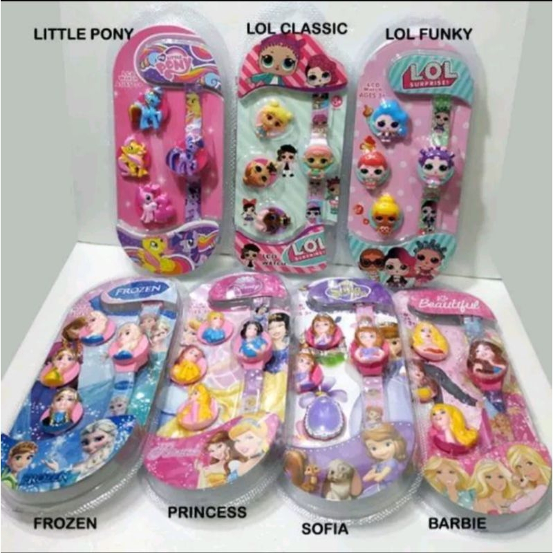 Jual jam tangan anak 4in 1 karakter set digital ( BISA GANTI KEPALA ...