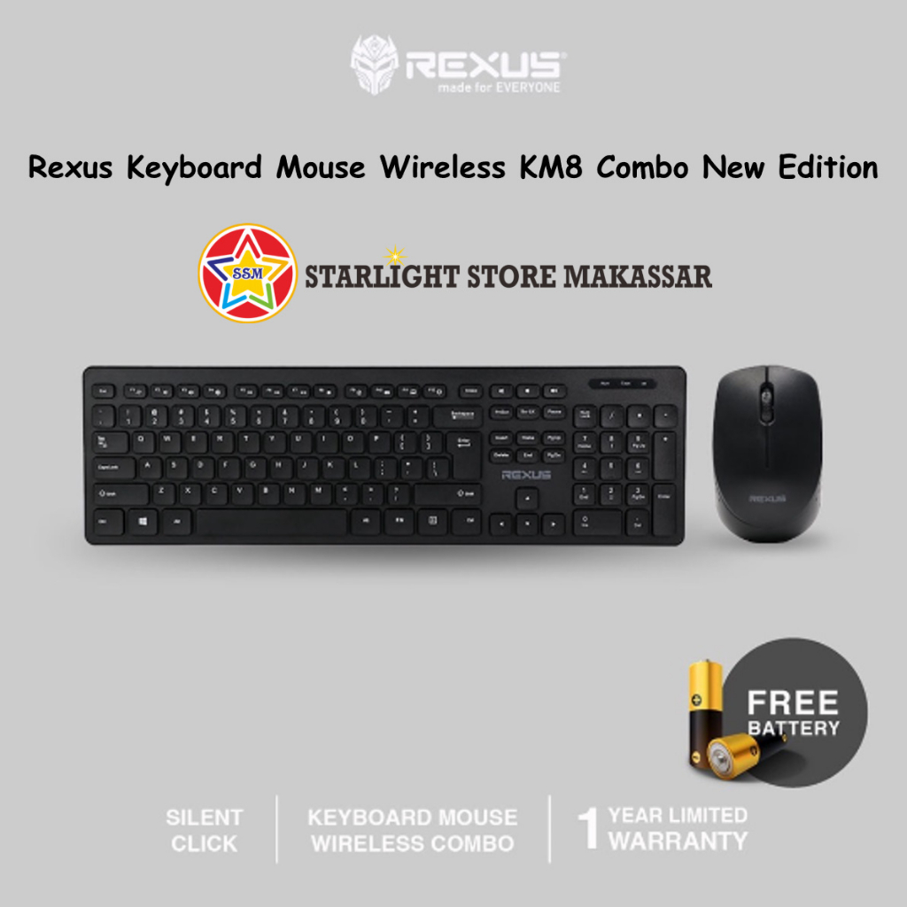 Jual Rexus Keyboard Mouse Wireless KM8 Combo New Edition | Shopee Indonesia