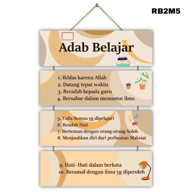 Jual COD ☑️ Hiasan Gantungan dinding adab belajar 4 susun-Gantungan rumah-Gantungan sekolah ...