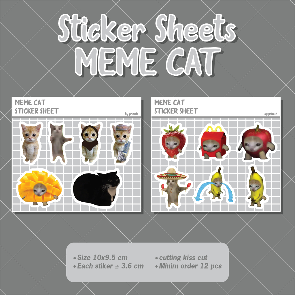 Jual Sticker Sheets Meme Cat || MINIMAL ORDER 12 SHEET | Shopee Indonesia