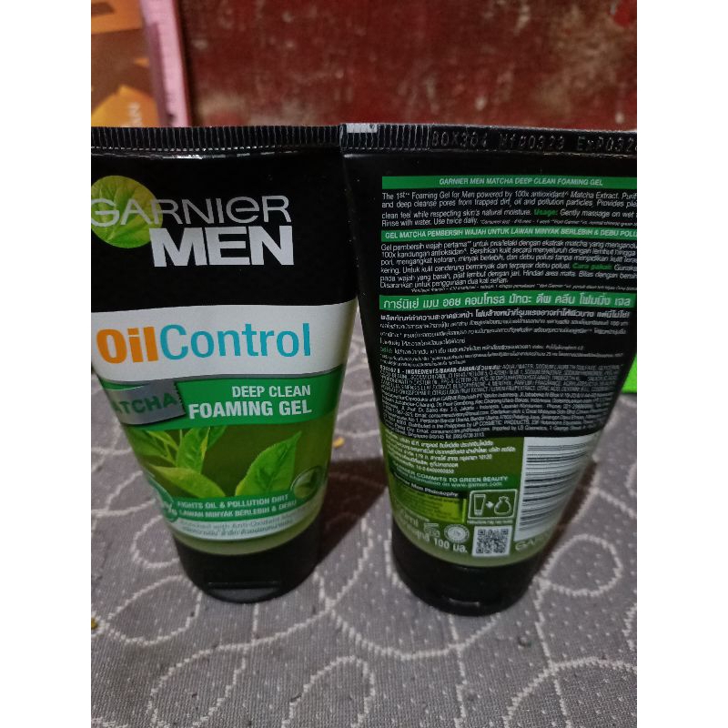 Jual Garnier men oil control deep clean foaming gel matcha 100g ...