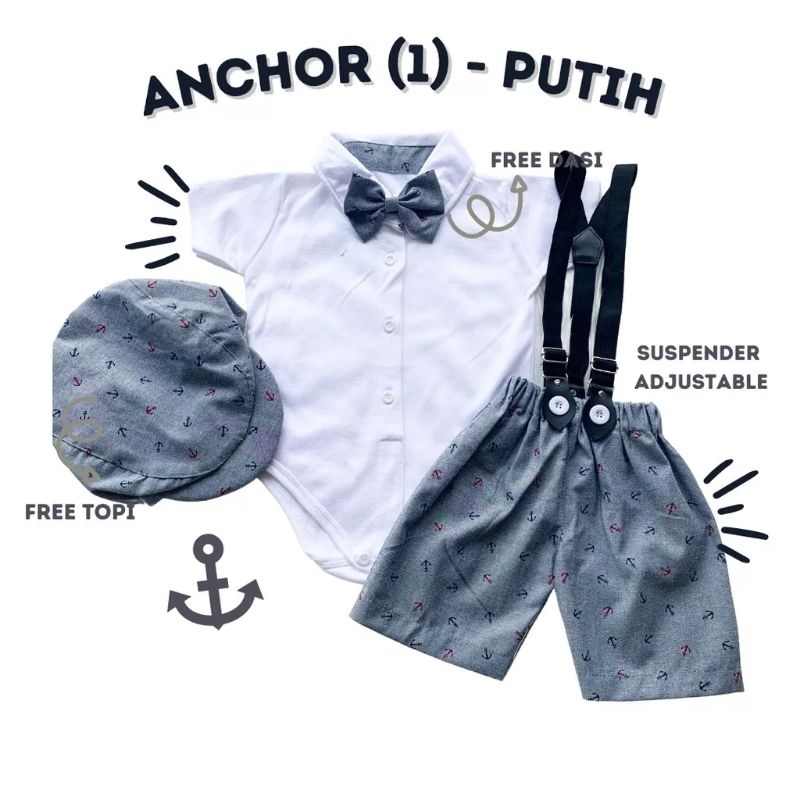 Jual Baju Jumper Suspender Anchor Kemeja Jumper Suspender Bayi | Shopee ...