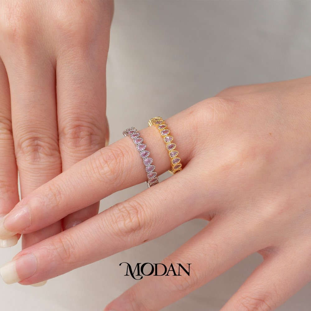 Jual Modan - Soft Pink Teardrop Line Stacking Ring Cincin Minimalist ...