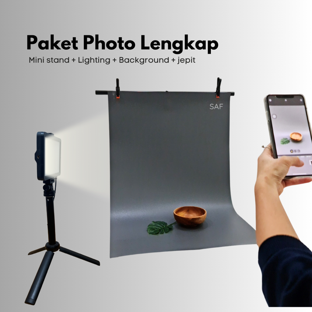 Jual SAF Paket photo lengkap mini stand + background + lighting foto ...