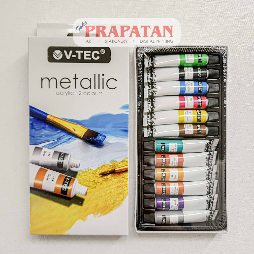 Jual Cat Akrilik Set V-TEC Neon Metallic Pastel 12x6ml | V-TEC Acrylic ...