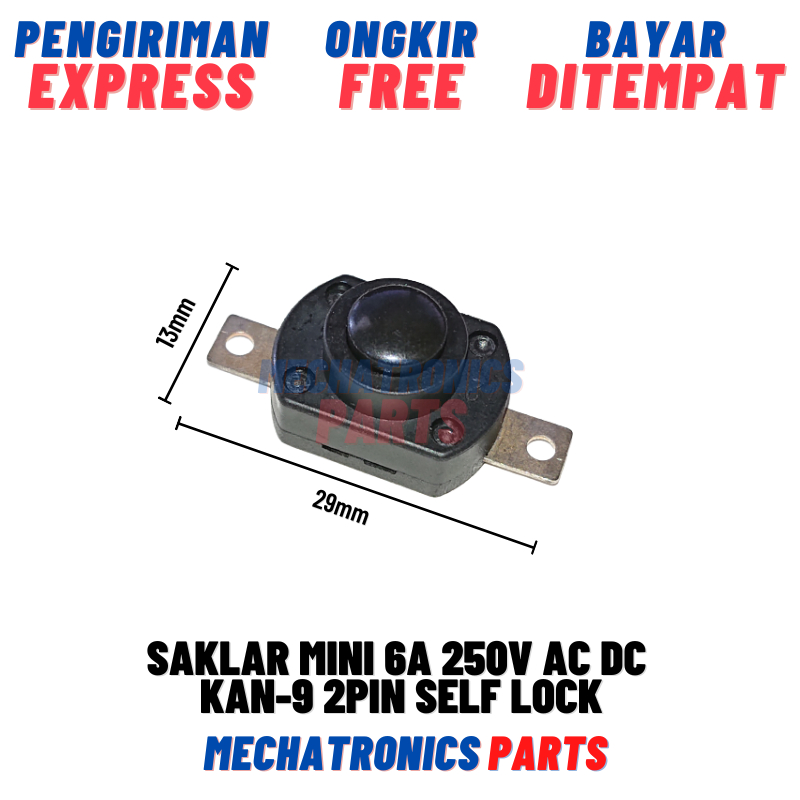 Jual Saklar Mini 6A 250V AC DC KAN-9 2Pin Self Lock Switch Button On ...